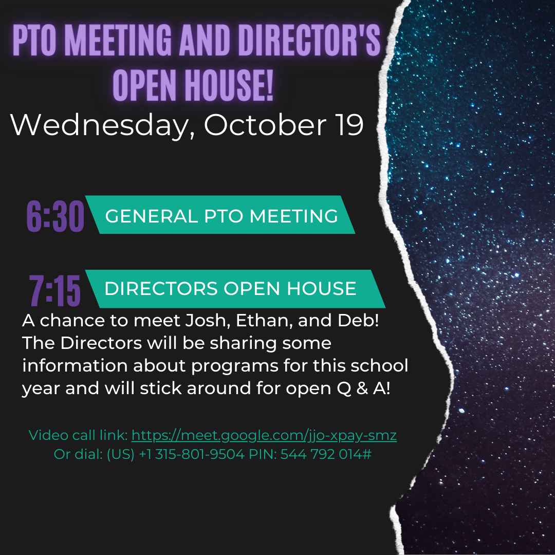 Monday Minute: PTO Meeting, Director’s Open House and Fall Festival ...